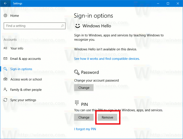 Remove PIN For a User Account in Windows 10 Remove PIN For a User Account in Windows 10