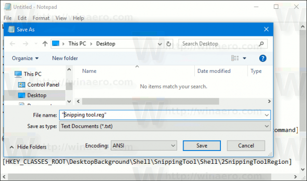 Add Snipping Tool Context Menu in Windows 10