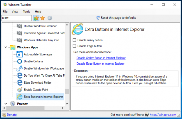 Disable Edge Button in Internet Explorer in Windows 10
