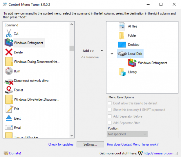 Add Optimize Drives Context Menu in Windows 10