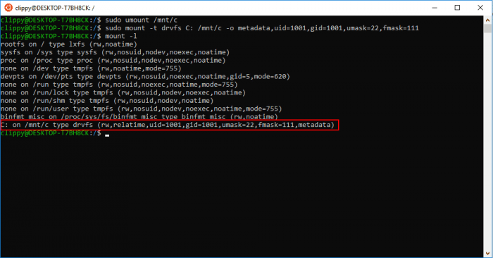 Chmod and Chown WSL Improvements in Windows 10