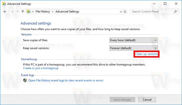Delete Older Versions of File History in Windows 10