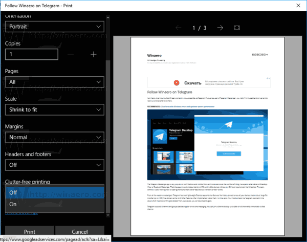 Print Web Pages Clutter Free In Microsoft Edge