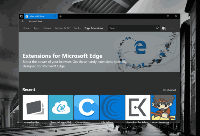 Edge Extensions Tab is Coming to Microsoft Store