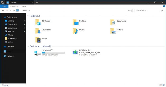 File Explorer in Windows 10 is Getting a Dark Theme