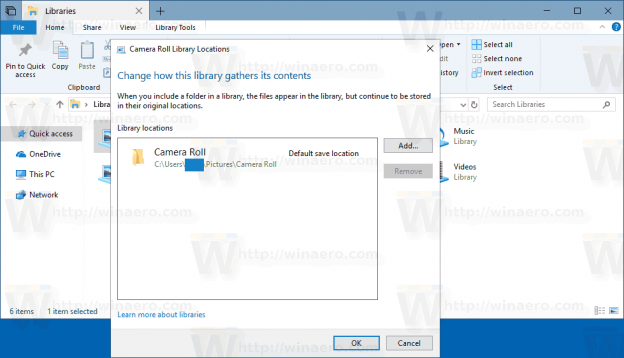 Add Manage Library Context Menu in Windows 10