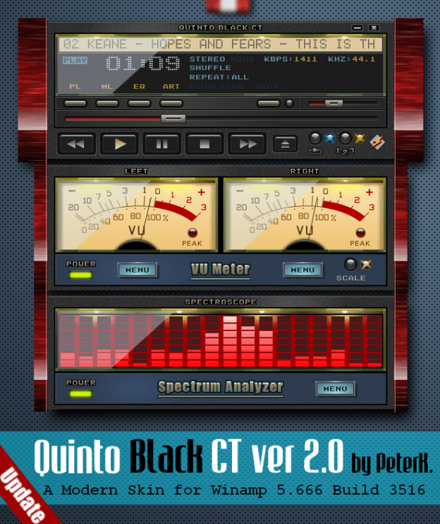 Quinto Black CT 2.0 Winamp Skin: User Interface Improvements