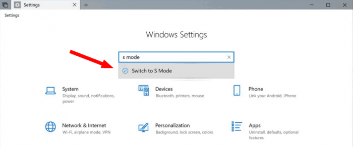 Switch to S mode in Windows 10 Build 17686