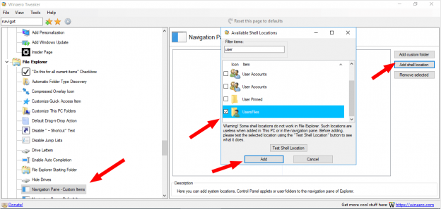 Add User Profile Folder To Navigation Pane In Windows 10