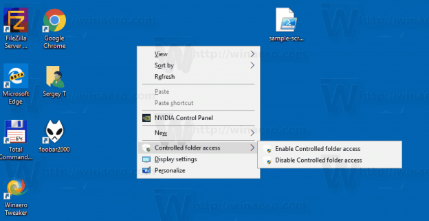Add Controlled Folder Access Context Menu in Windows 10