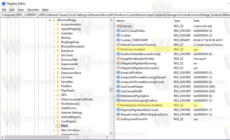 Disable Show Definitions Inline in Microsoft Edge
