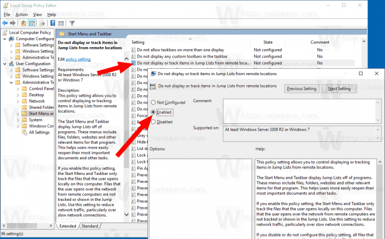 Hide Network Locations From Jump Lists In Windows 10