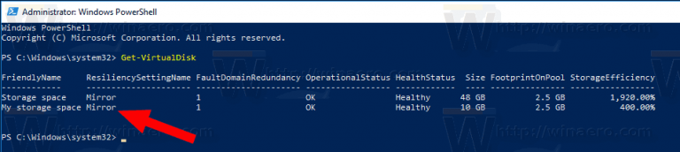 Delete Storage Space from Storage Pool in Windows 10