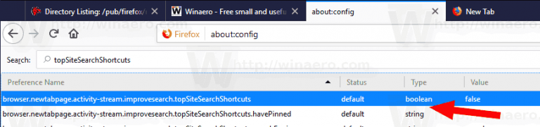 Remove Top Sites Search Shortcuts in Firefox