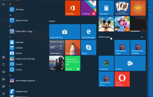 Unpin Group Of Tiles from Start Menu in Windows 10