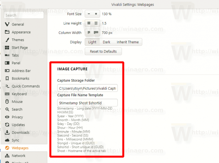 Vivaldi 2.3: Custom Screenshot File Name, Address Bar Improvements