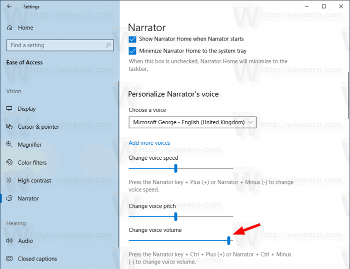 Customize Narrator Voice in Windows 10