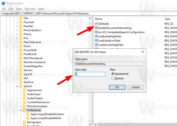 Disable Document Review For Speech Recognition In Windows 10