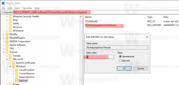 Disable AutoPlay for Non-volume Devices in Windows 10
