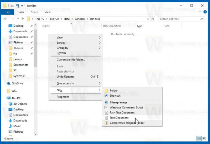 You Can Create and Rename Files That Start with Dot in Windows 10