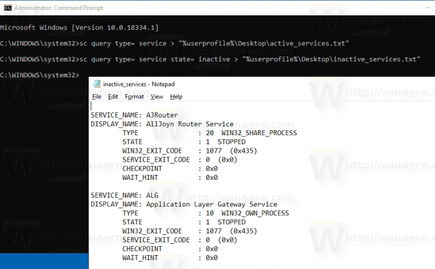 Save List of Services to File in Windows 10