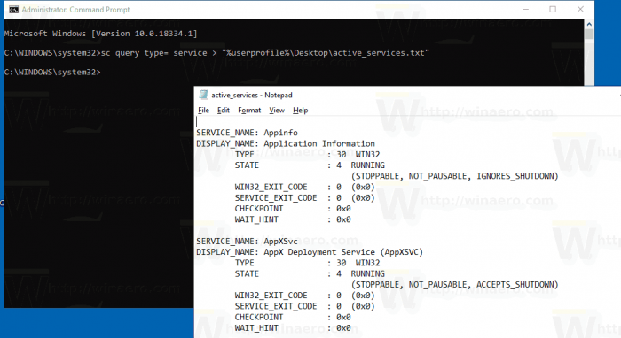 Save List of Services to File in Windows 10
