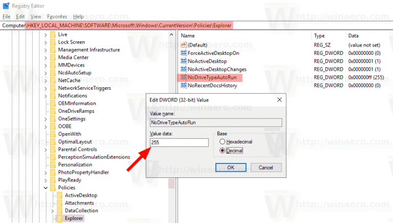 Disable AutoPlay for All Drives in Windows 10