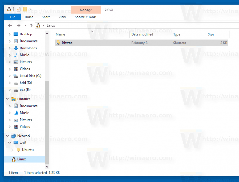 Remove Linux from Navigation Pane in Windows 10