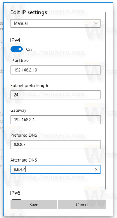 Set Static IP Address in Windows 10 in Settings