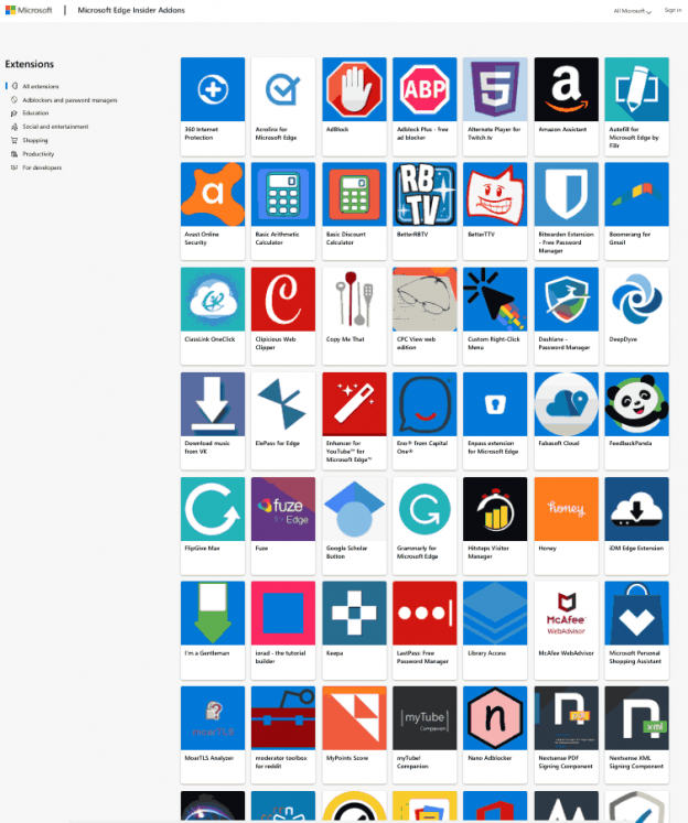 Microsoft Edge Insider Addons Page Revealed