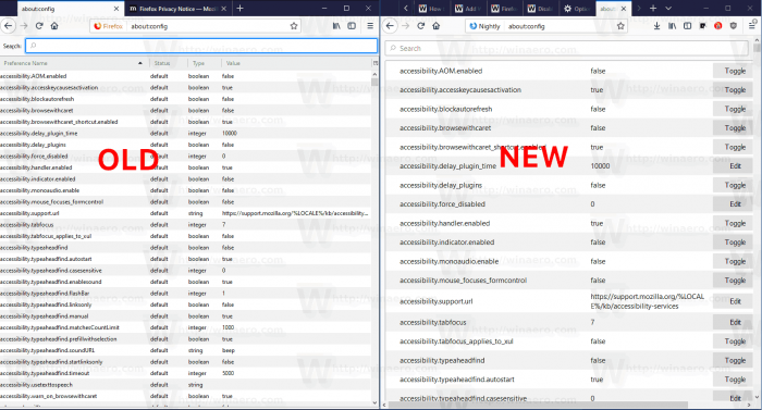 New About:config Page and Add-on Manager in Firefox