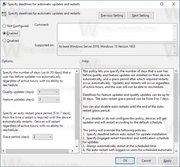 Set Deadlines for Automatic Updates and Restarts in Windows 10