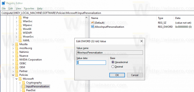 Disable Online Speech Recognition with Group Policy in Windows 10