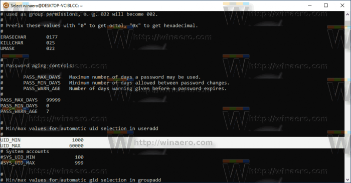 Find User Accounts in WSL Linux in Windows 10
