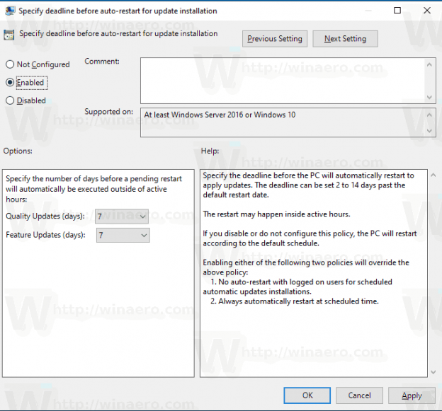 Set Deadline Before Auto-Restart for Update in Windows 10