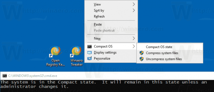 Add CompactOS Context Menu in Windows 10