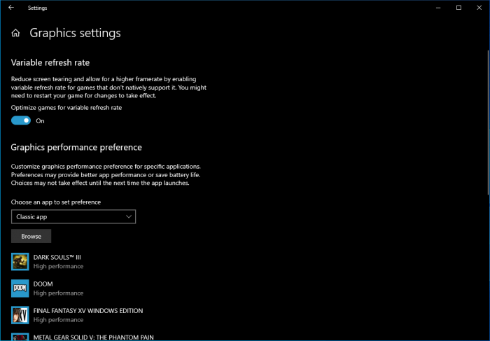 Windows 10 Version 1903 Supports Variable Refresh Rate