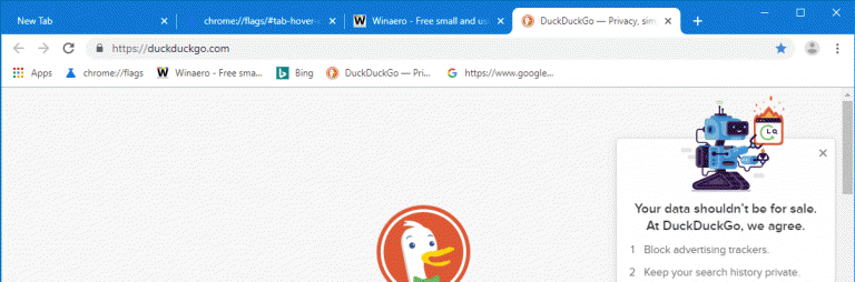 Google Chrome Features Tab Hover Cards, Extensions Menu