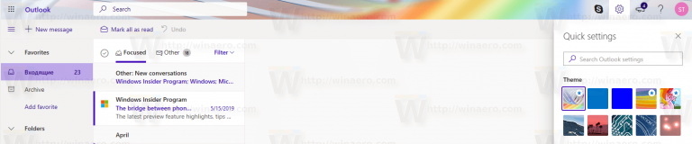 New Colorful Themes for Outlook.com