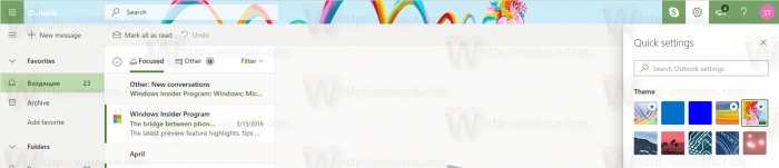 New Colorful Themes for Outlook.com