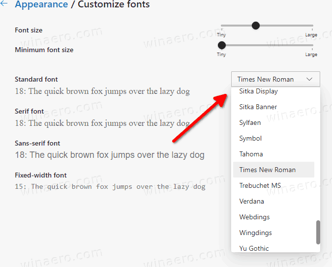 Change Font Size And Style In Microsoft Edge Chromium