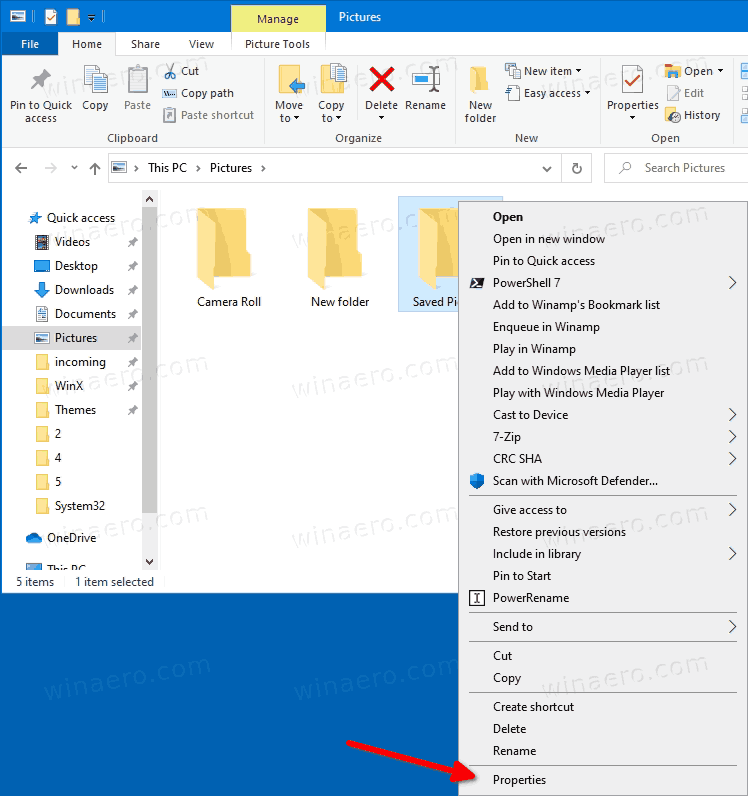 Change Or Restore Saved Pictures Folder Location In Windows 10 Www 