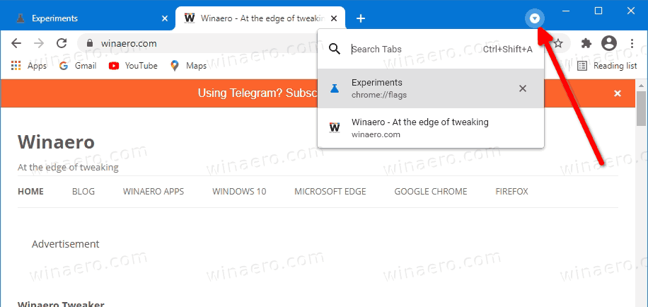 Remove Search Tabs Button From Google Chrome Title Bar