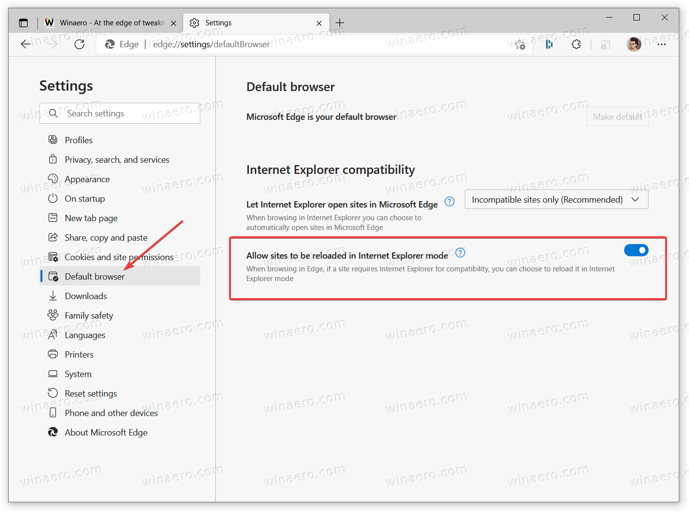 Enable Or Disable Reload In Internet Explorer Mode In Microsoft Edge 