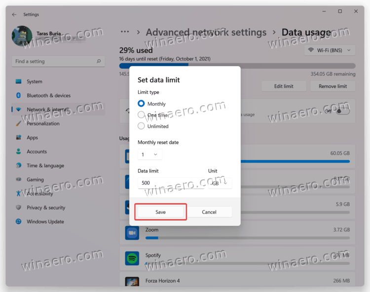 How To Set Data Limit For Wi Fi And Ethernet In Windows 11