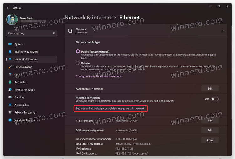 How To Set Data Limit For Wi Fi And Ethernet In Windows 11