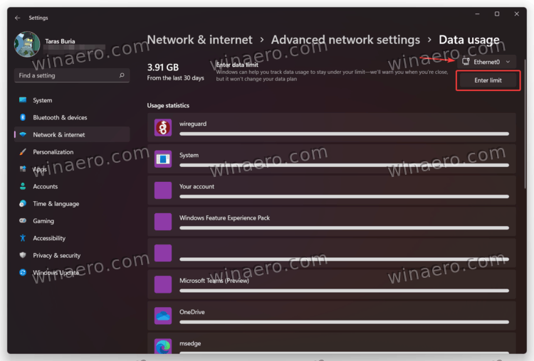 How To Set Data Limit For Wi Fi And Ethernet In Windows 11