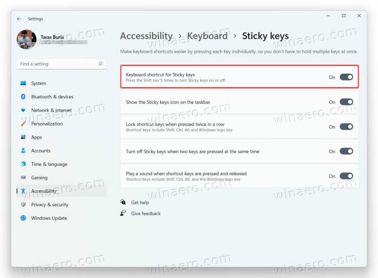 How To Enable Or Disable Sticky Keys In Windows 11