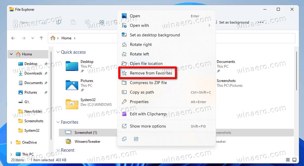 How To Remove Add To Favorites From Context Menu In Windows 11